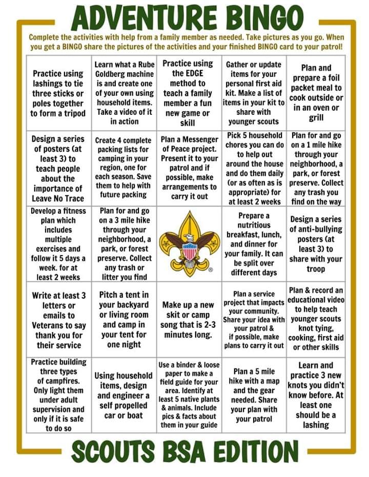 BSA Adventure Bingo « CAC North Star Unofficial Website